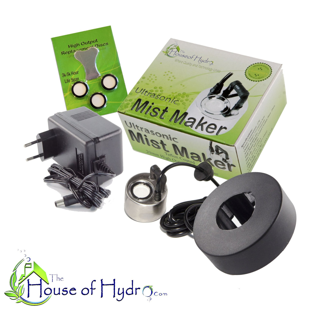 1 Disc Ultrasonic Mist Maker Water Fogger Kit – The House of Hydro